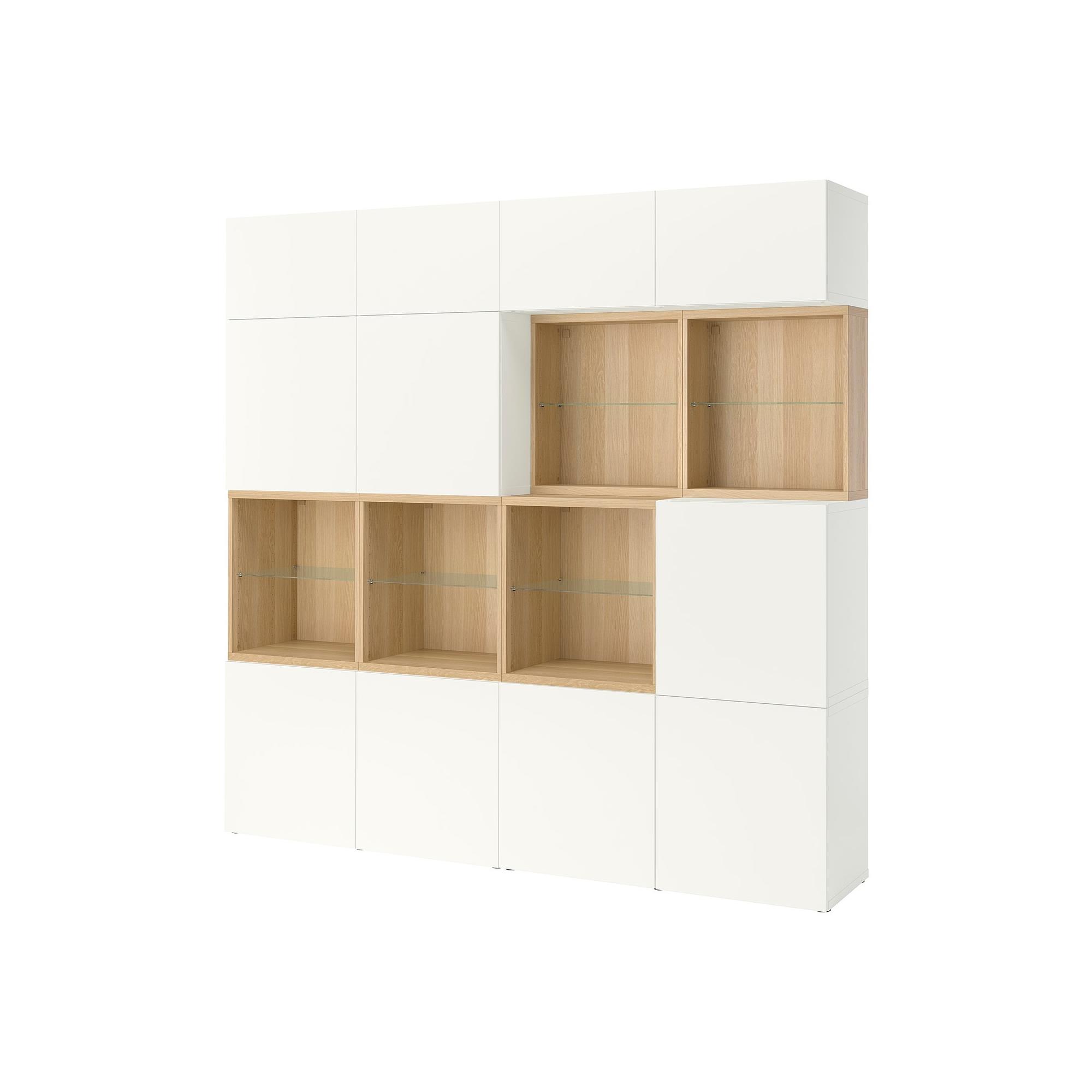 BESTA white stained oak effect/white 240x42x231 cm storage combination ...