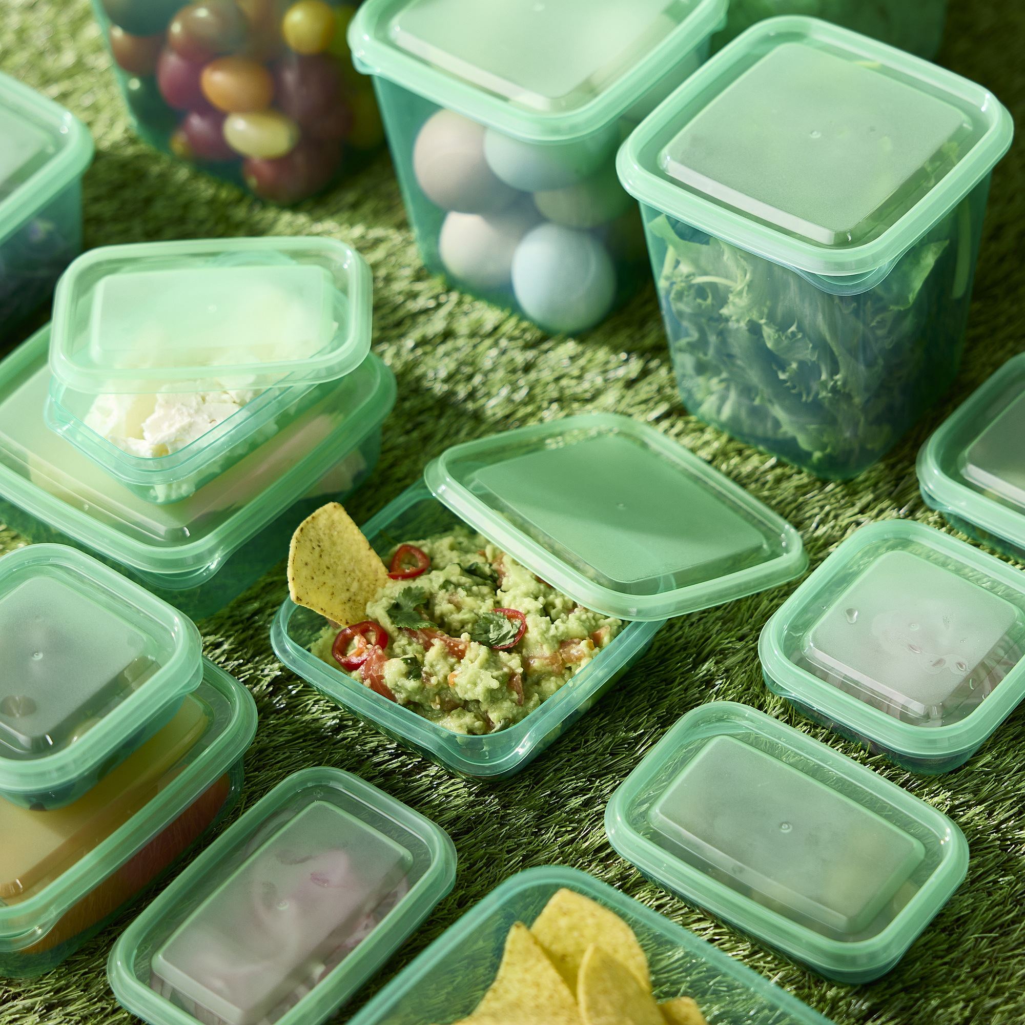 PRUTA green plastic food container set - 10597099 | IKEA