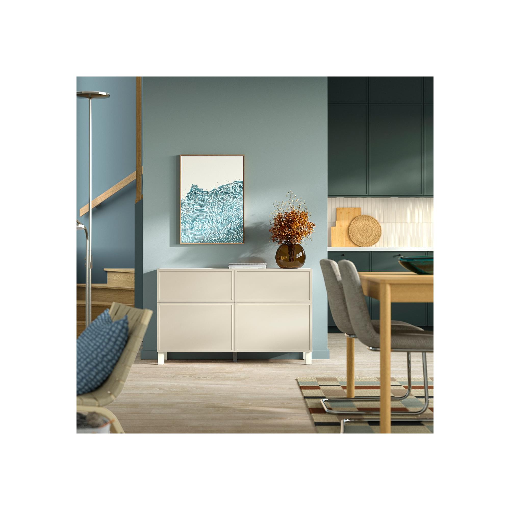 BESTA beige-white 120x42x74 cm storage combination - 99597802 | IKEA