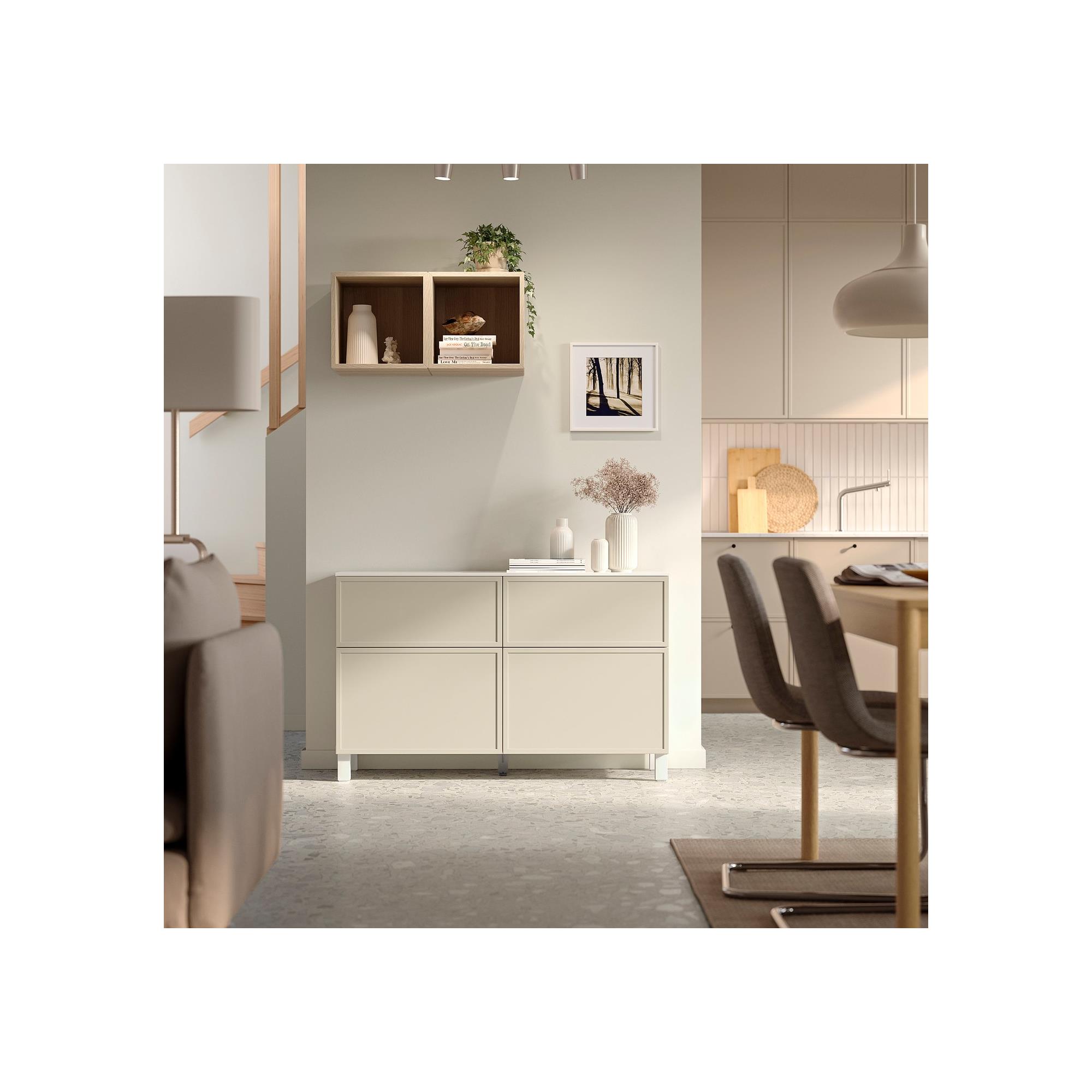 BESTA white-beige 120x42x75 cm storage combination - 79598082 | IKEA