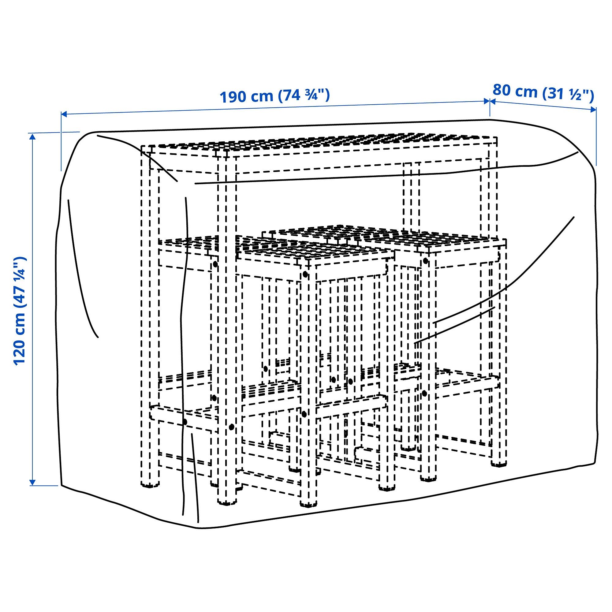 TOSTERÖ siyah 190x80 cm dış mekan mobilya kılıfı - 30532337 | IKEA
