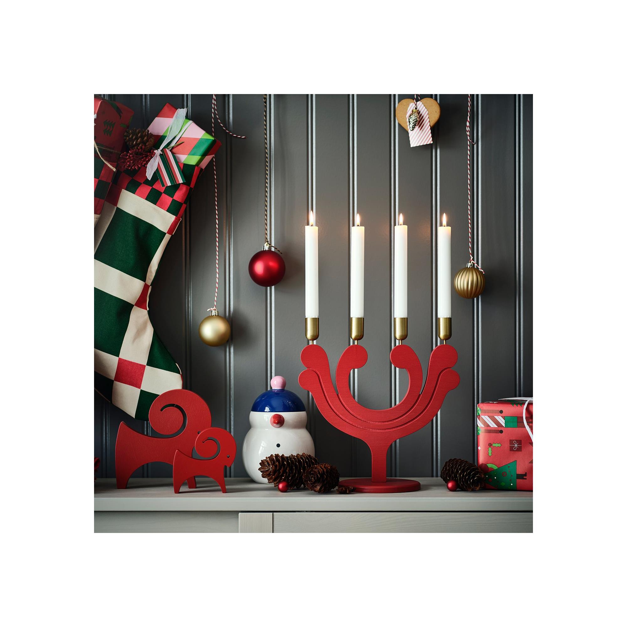 VINTERFINT kırmızı 29 cm şamdan - 40603857 | IKEA