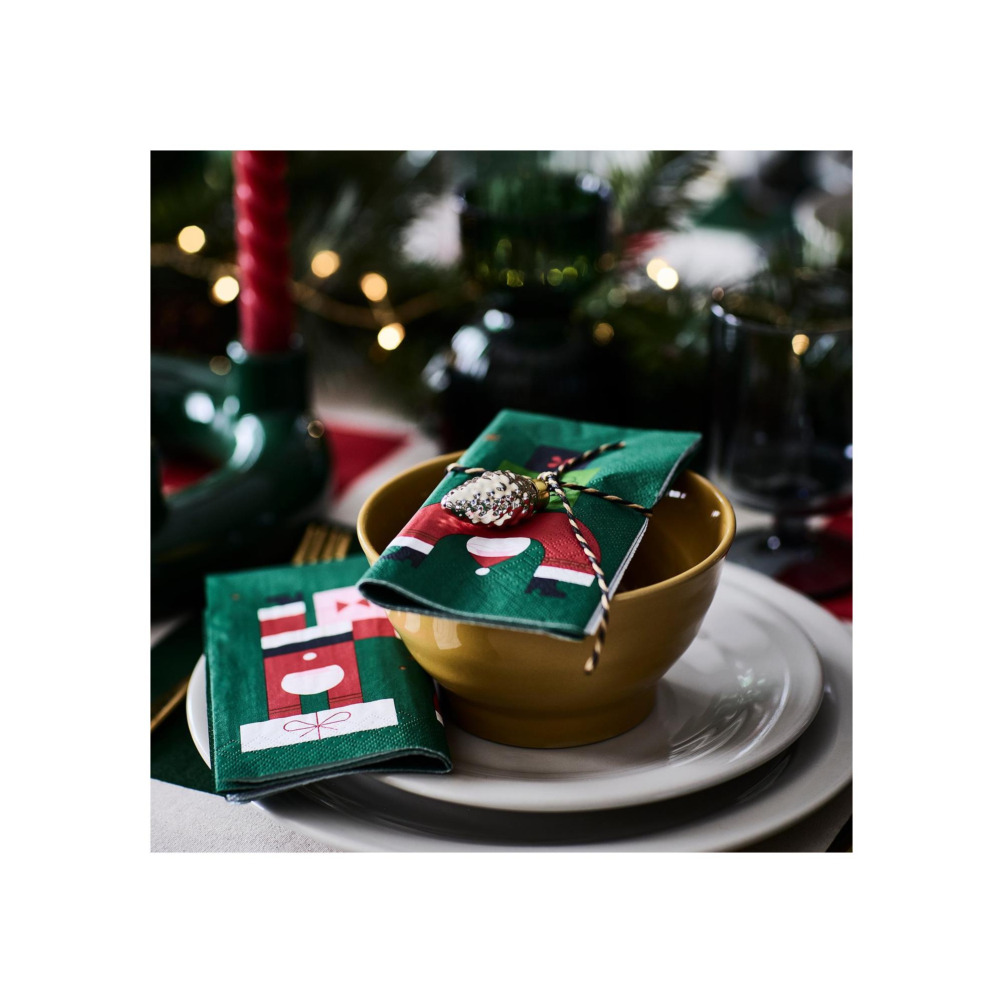 VINTERFINT Santa Claus-green 33x33 cm patterned napkin - 90603794 | IKEA