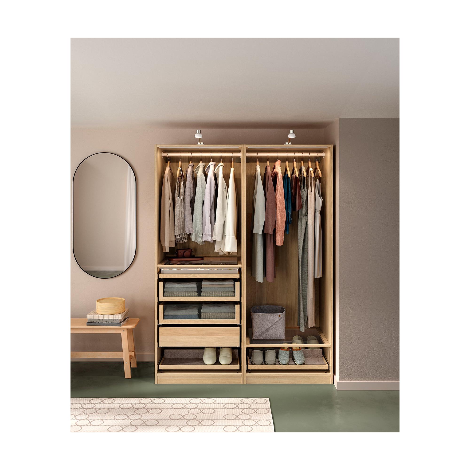 PAX white stained oak effect 150x58x201 cm PAX open wardrobe - 99502564 ...