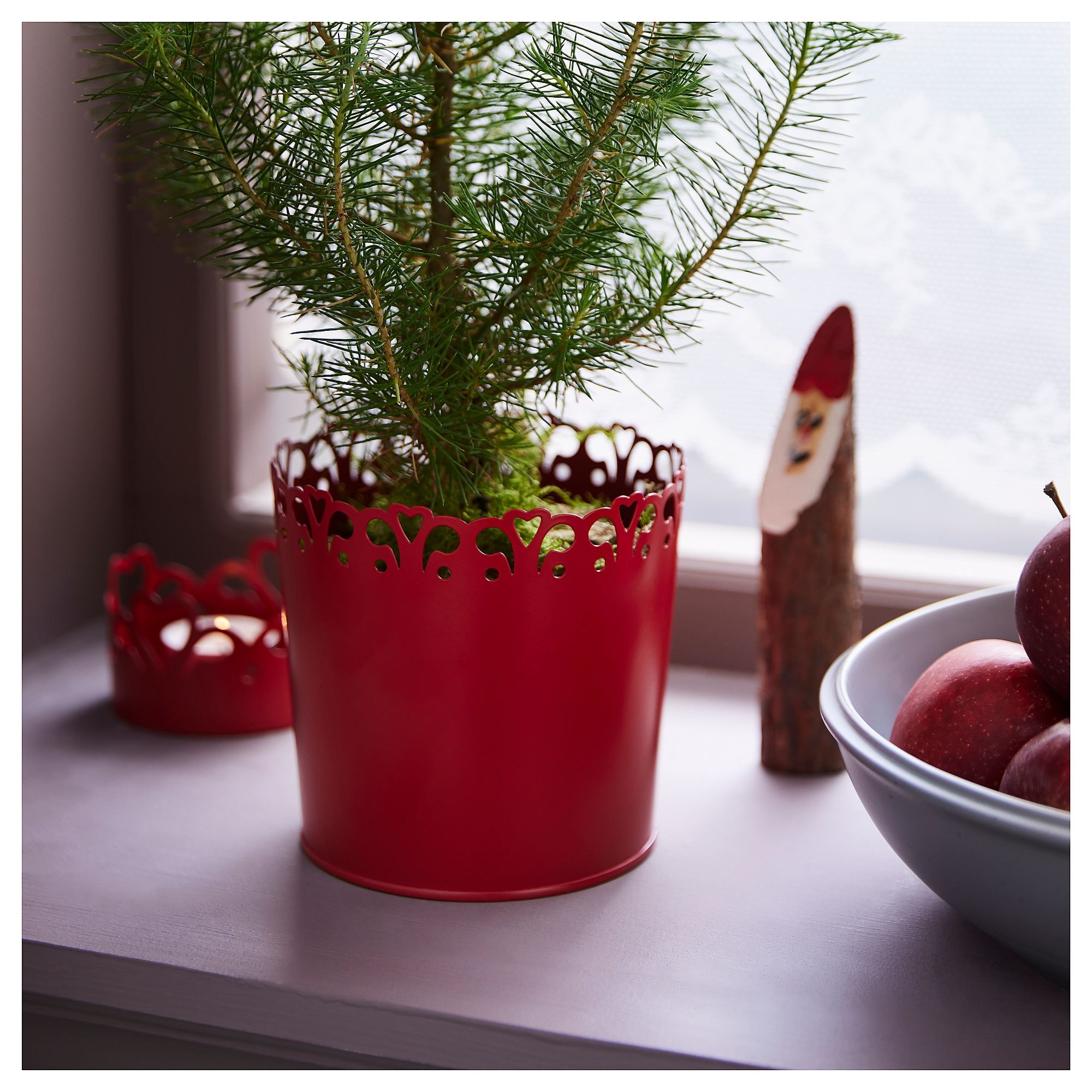 VINTERFINT koyu kırmızı 12 cm çelik saksı - 50552188 | IKEA