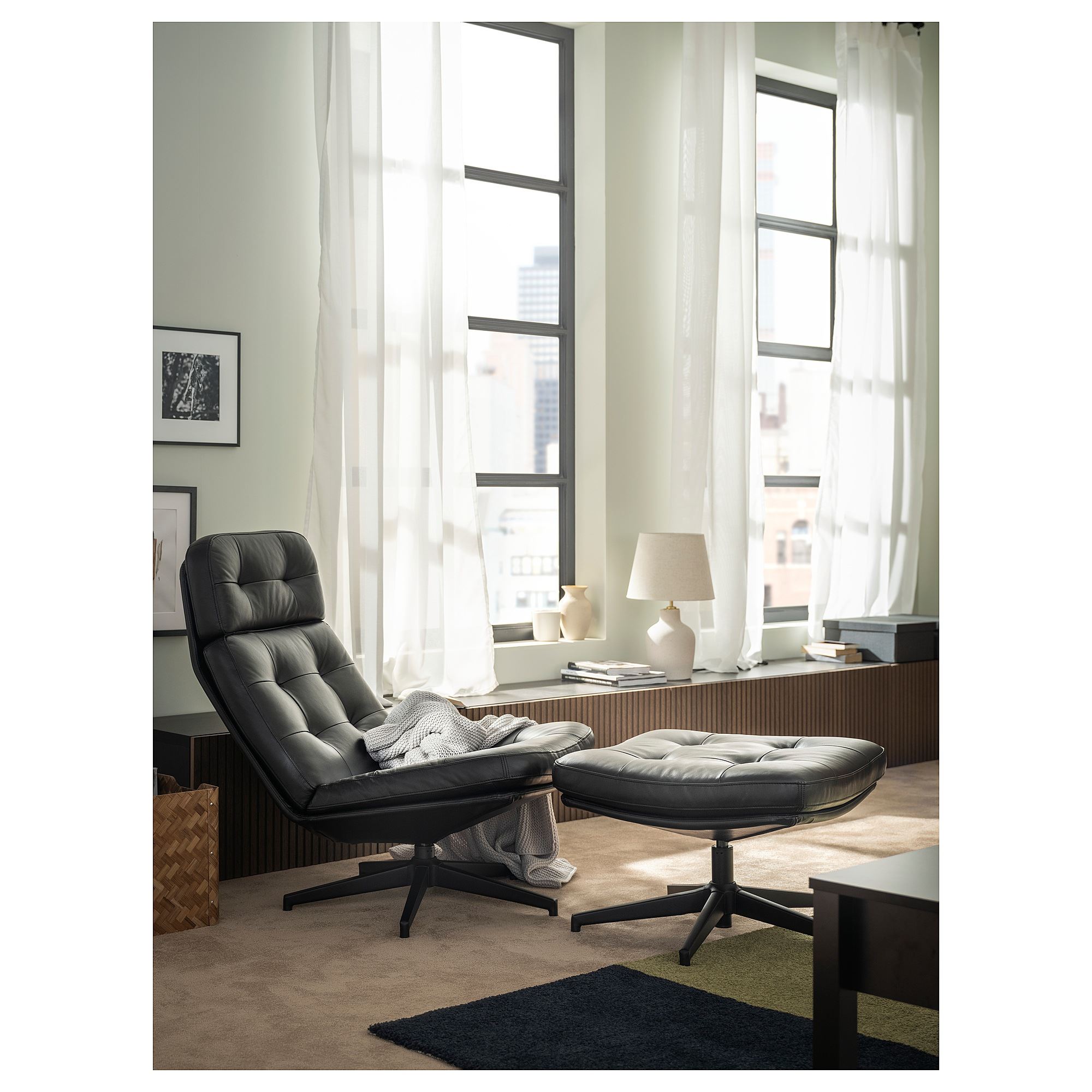 HAVBERG grann-bomstad black swivel wing chair - 90515108 | IKEA