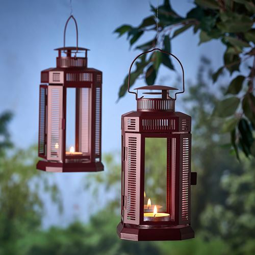 ENRUM brown-red 28 cm lantern - 20548089 | IKEA