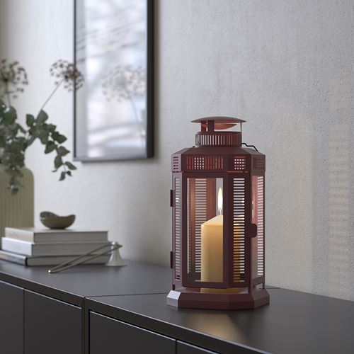 ENRUM brown-red 28 cm lantern - 20548089 | IKEA
