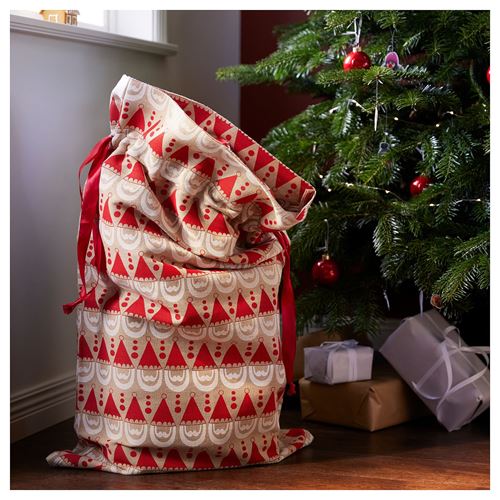 VINTERFINT Santa Claus pattern red-brown 90x56 cm sack with string ...